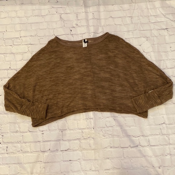 cleo | Tops | Cleo Sheer Cropped Long Sleeve Brown | Poshmark